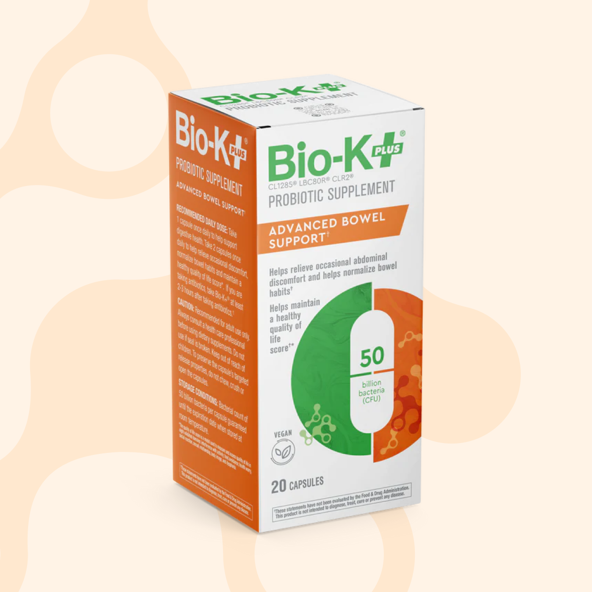 Advanced Bowel Support Probiotic Capsules – Bio-K+