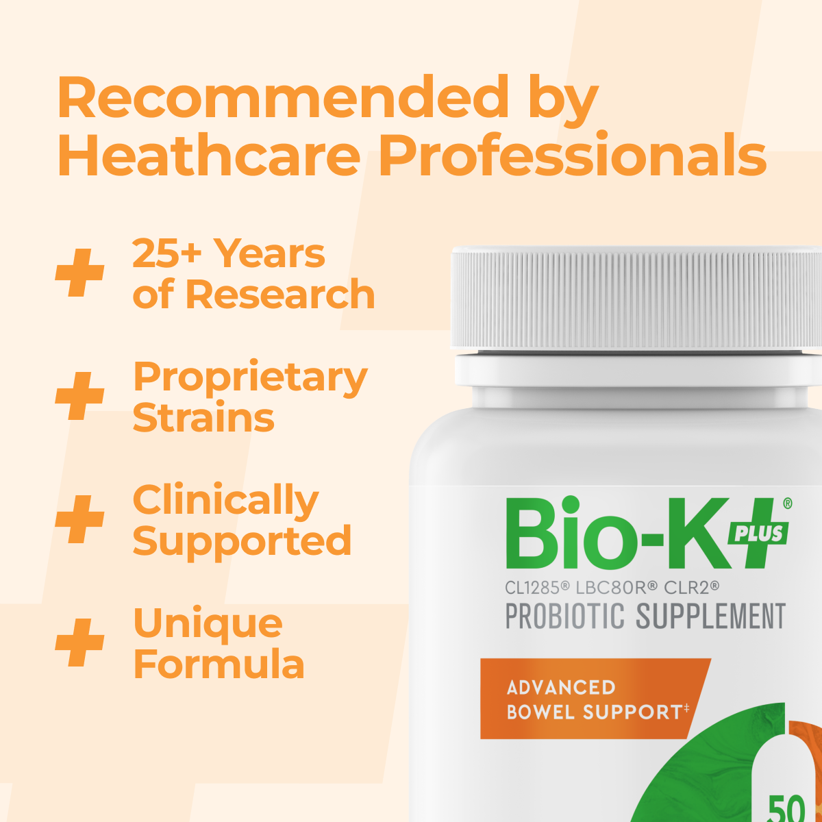 Advanced Bowel Support Probiotic Capsules – Bio-K+